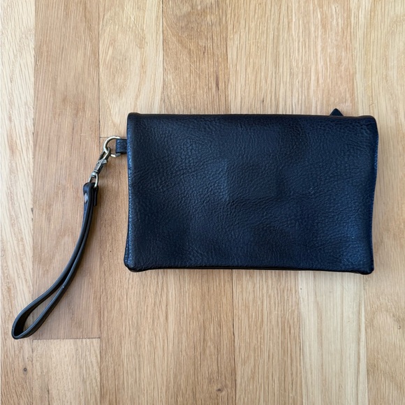 Joy Susan | Bags | Joy Susan Kate Pebbled Black Vegan Leather Wristlet ...